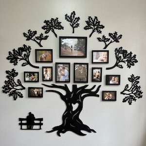 Tree Wall Decor, Family Tree Wall Art, Wooden Family Tree With Photo ...