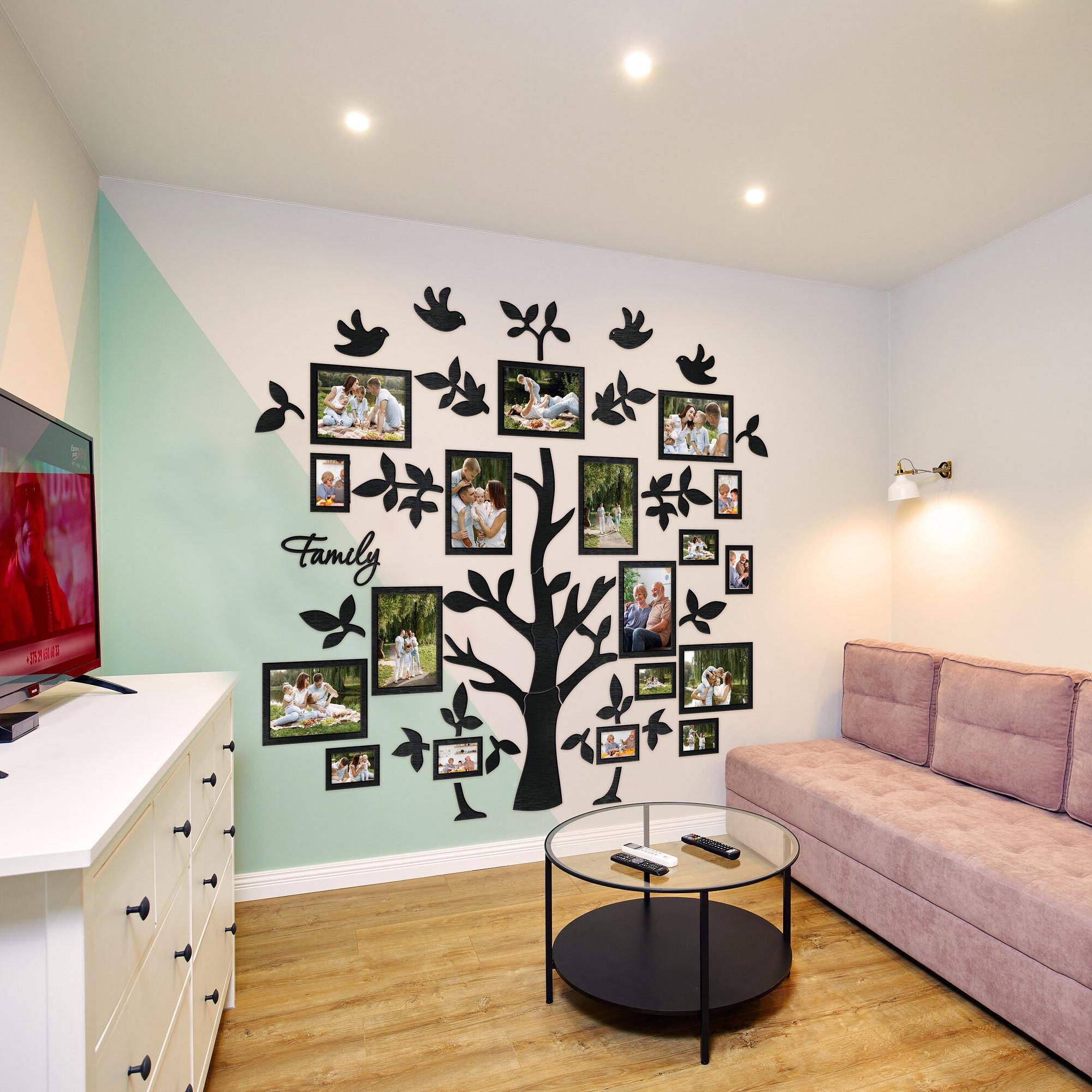 Big Wall Frame Family Tree, Custom Family Tree With Frames, Wooden ...