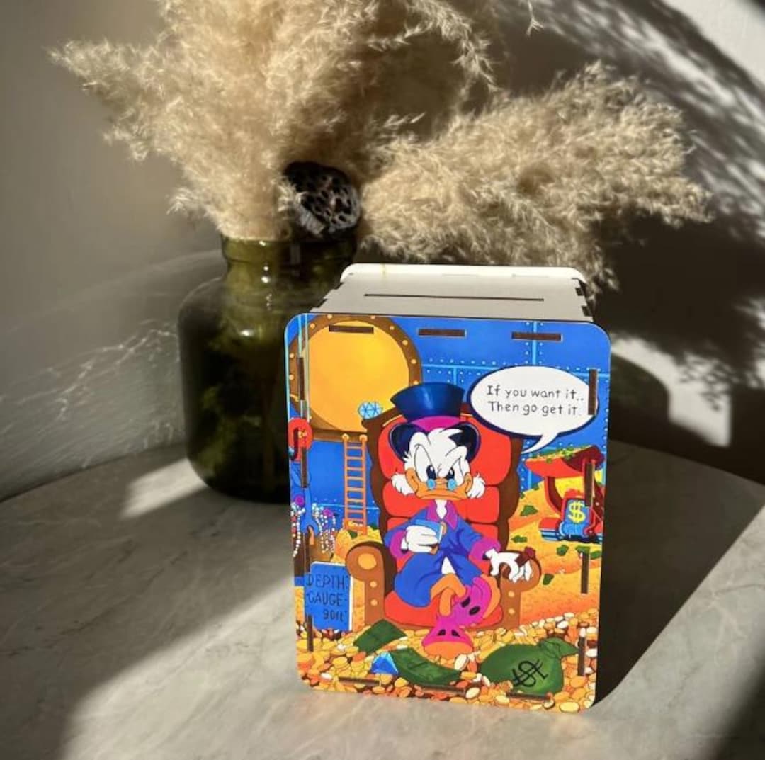 Scrooge Mcduck Wooden Coin Bank | Retro Cartoon Piggy Bank for Kids ...