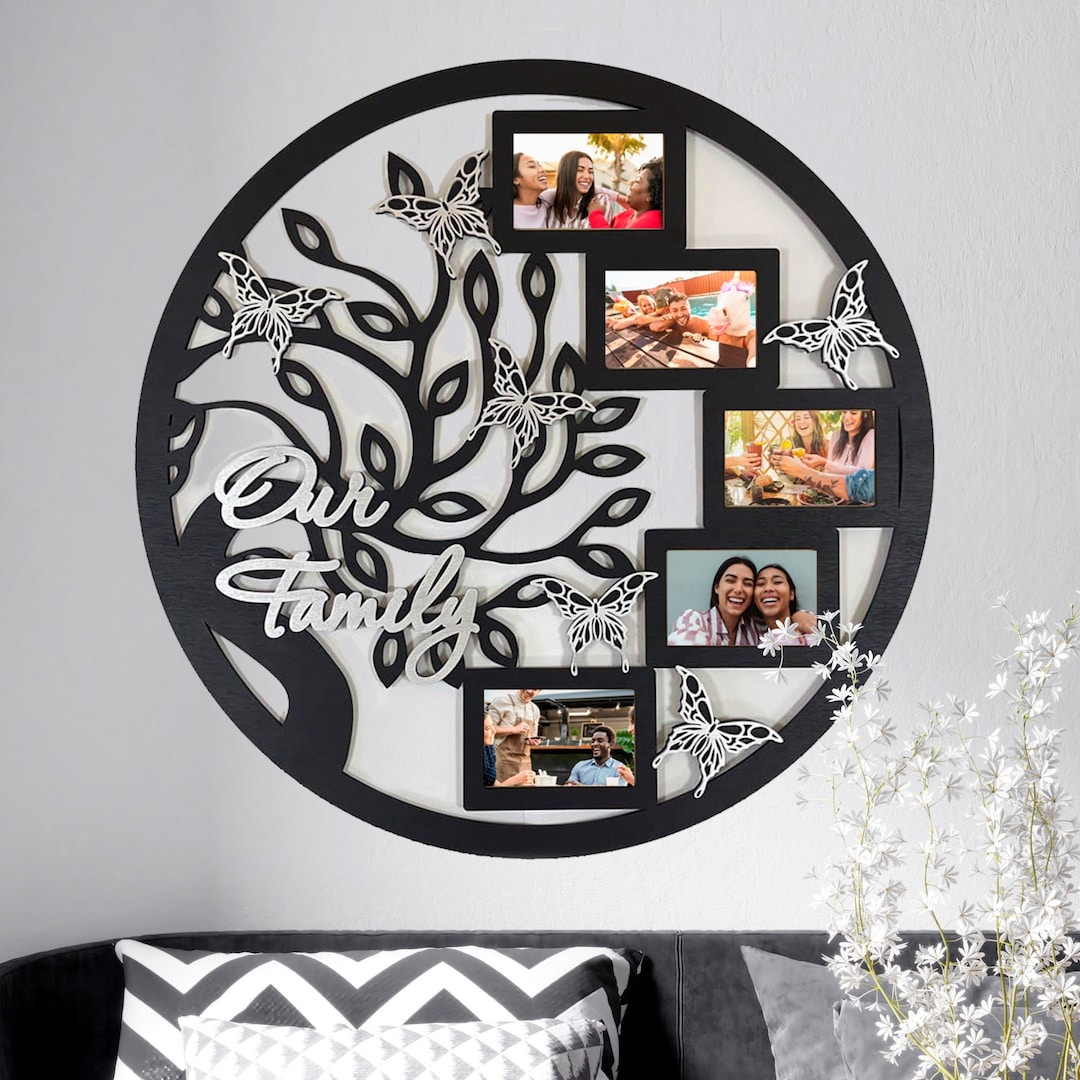 Custom Photo Frame, Life Wall Art, Round Frame Collage for Family ...