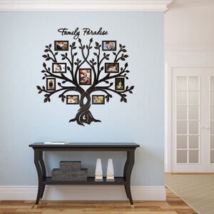 Wood Family Tree Wall Art, Large Family Photos Collage Framed, Wooden ...