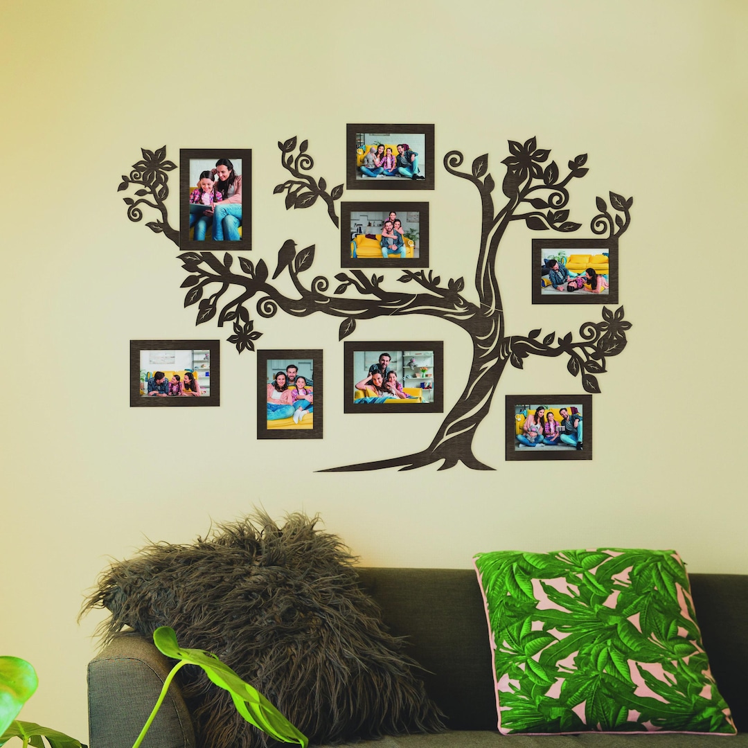 Custom Family Tree Frame Wall Photo Collage | Vinyl Ancestry Art ...