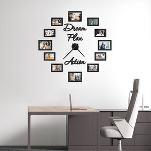 Big Wall Clock With Motivational Quotes and Photoframes, Office Wall ...