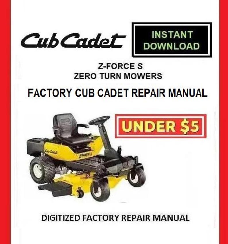 Cub Cadet Z-FORCE S Zero Turn Mower Service Repair Manual Pdf Download ...