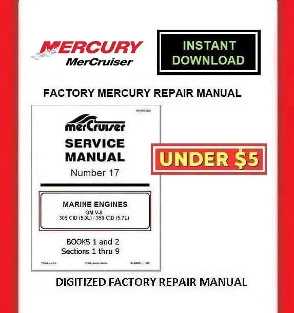 MERCURY Mercruiser Service Manual #17 GM V-8 Engines Pdf Download - Etsy