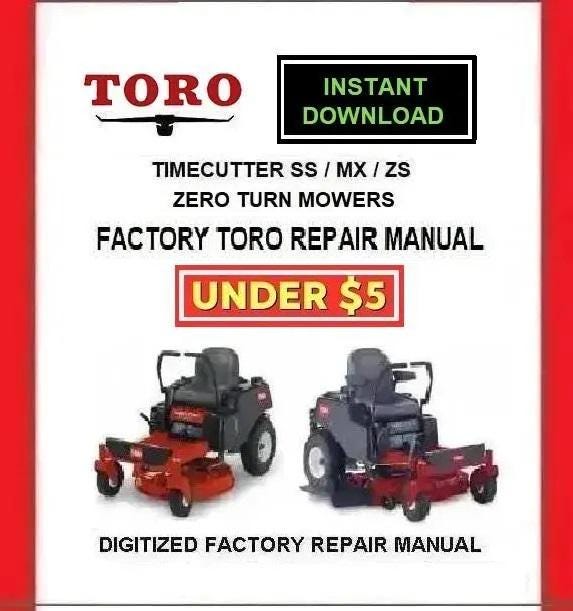 TORO Timecutter Ss/mx/zs Workshop Service Repair Manual Pdf Download - Etsy