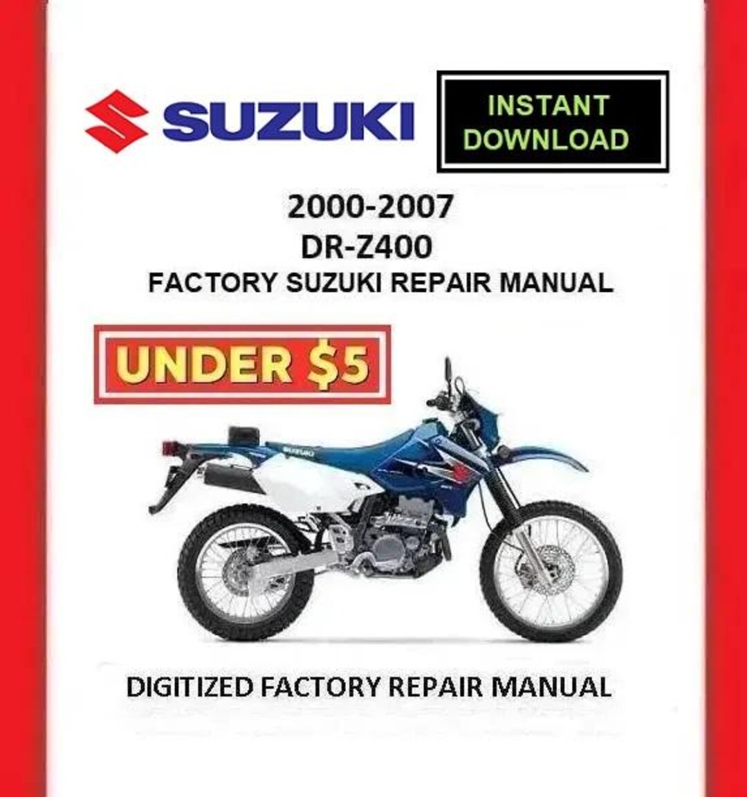 SUZUKI DR-Z400 2000-2007 Factory Service Repair Manual Pdf Download - Etsy