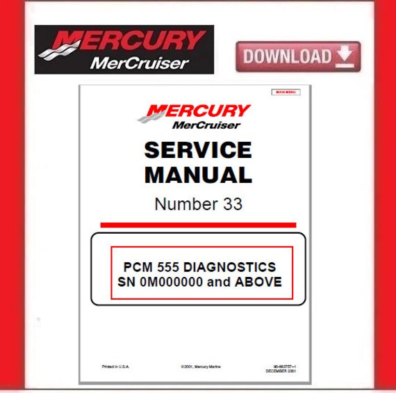 MERCURY Mercruiser PCM 555 Diagnostics Service Manual 33 Pdf - Etsy
