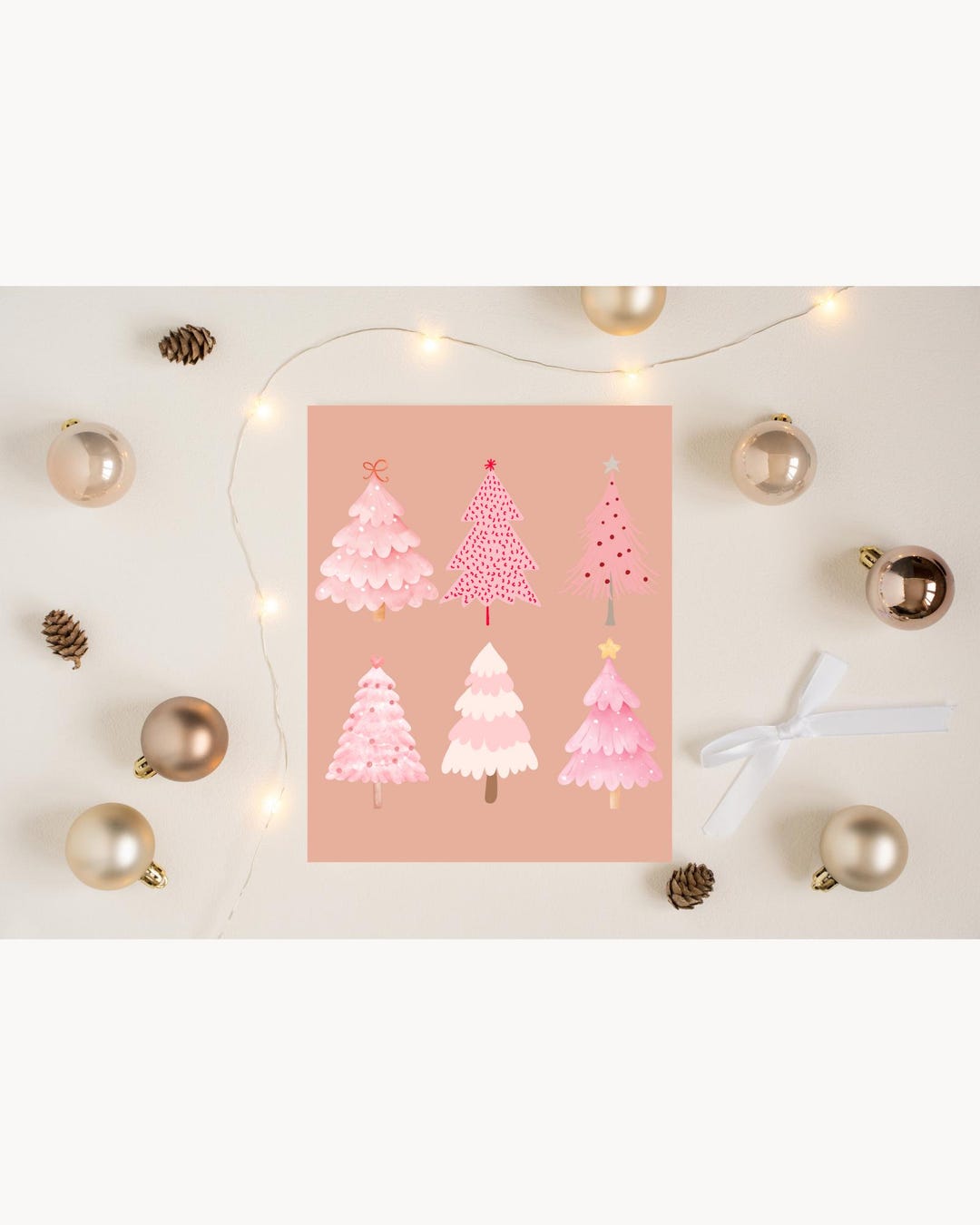 Pink Tree Wall Art, Christmas Tree, Digital Download - Etsy