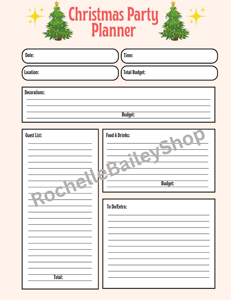 Printable Christmas Party Planner List - Etsy