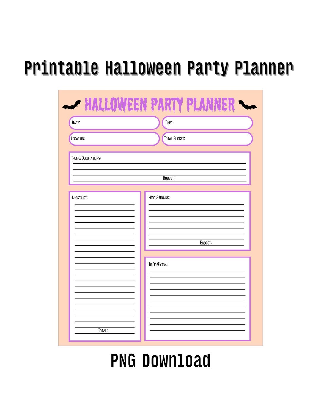 Printable Halloween Party Planner - Etsy