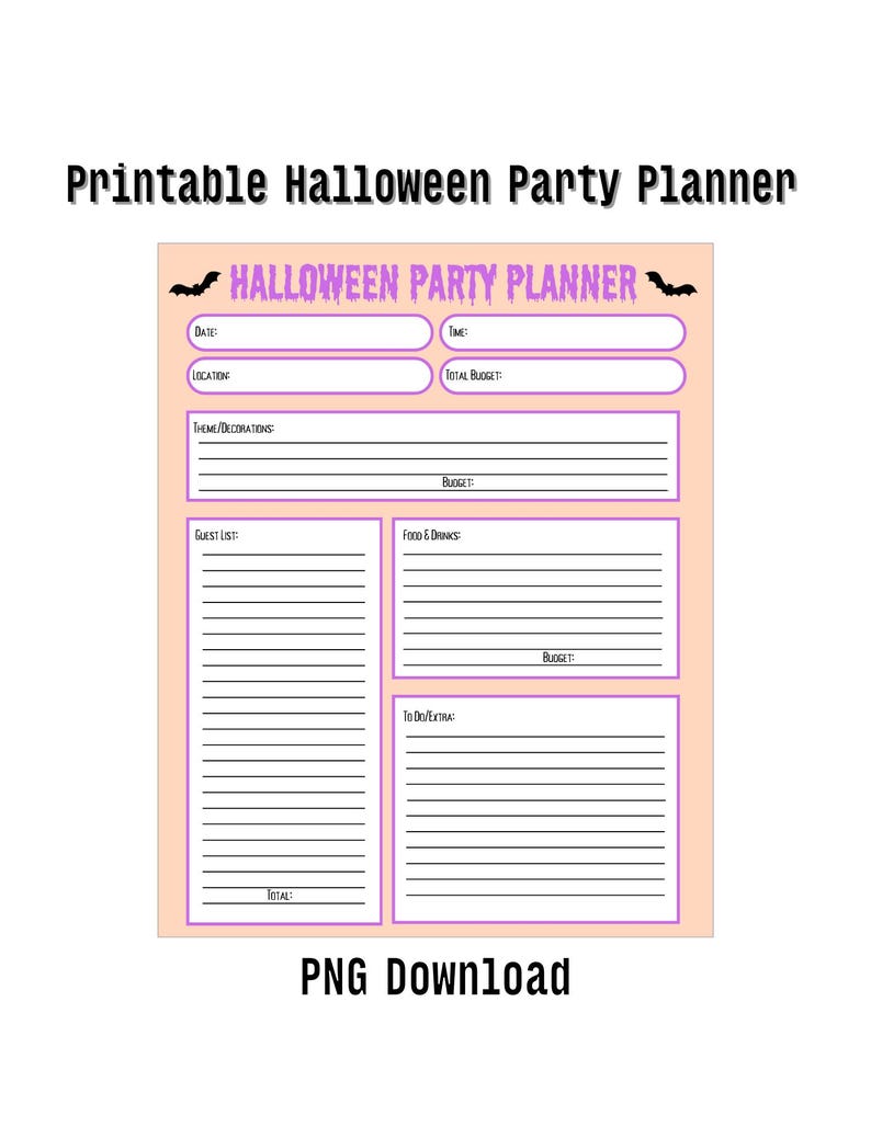 Printable Halloween Party Planner - Etsy