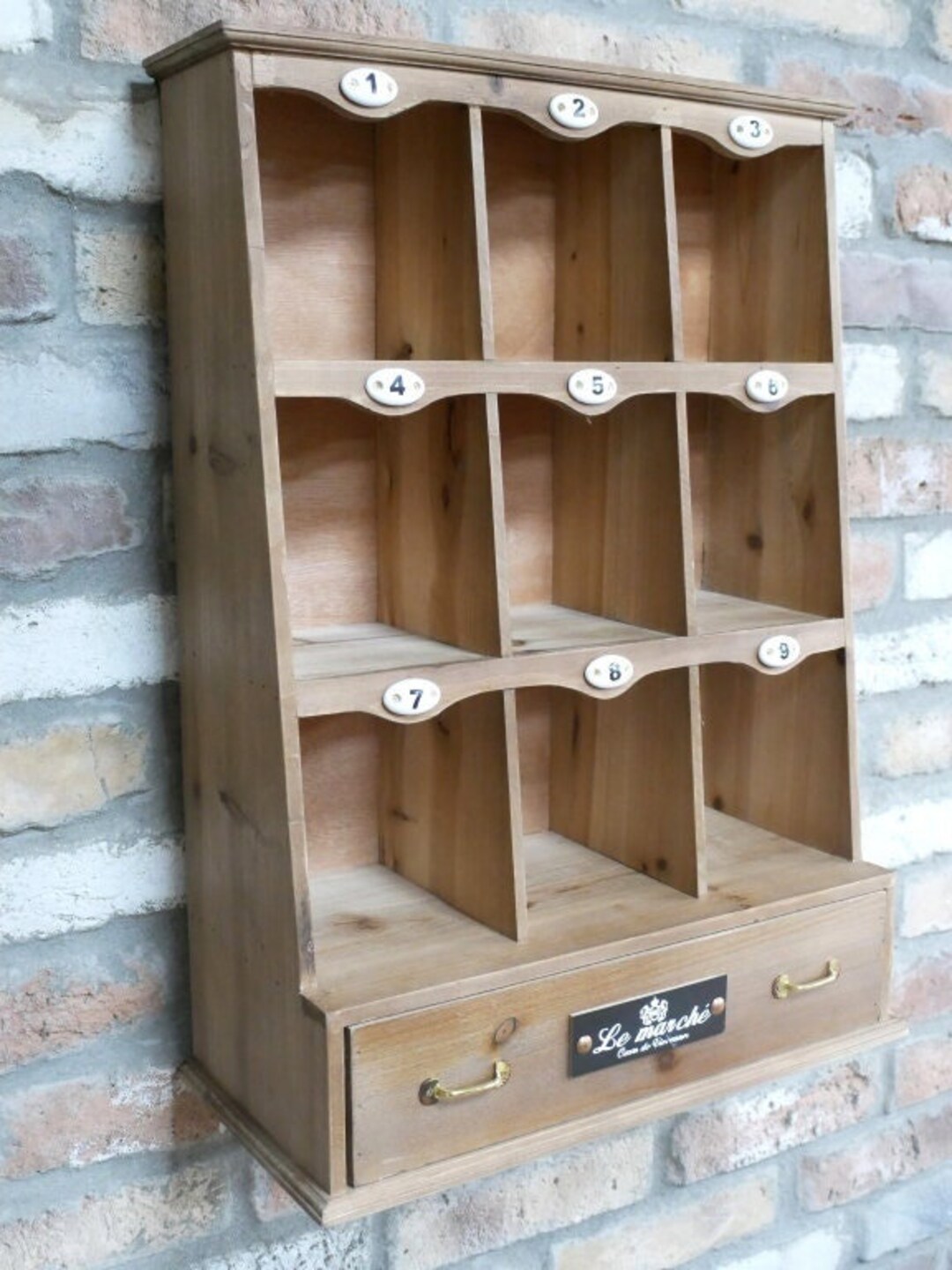 9 Pigeon Hole Storage Wall Unit With Drawer and Shelf French Style - Etsy