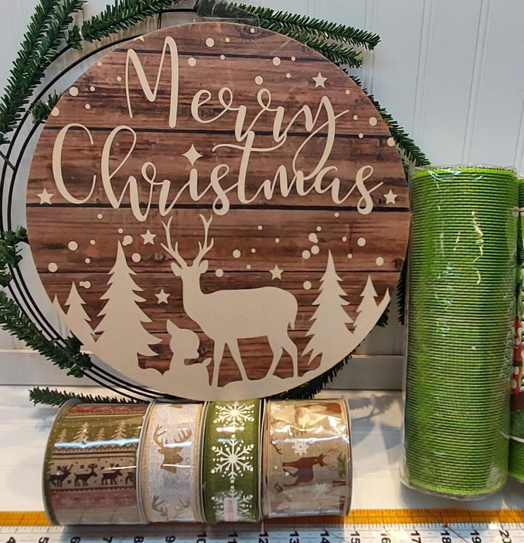 DIY Wreath Kit, Christmas Deer Kit, Merry Christmas Wreath, Deer DIY ...