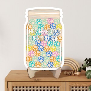Personalized Reward Jar for Classroom, Dog Paw Acrylic Charms, Teacher ...