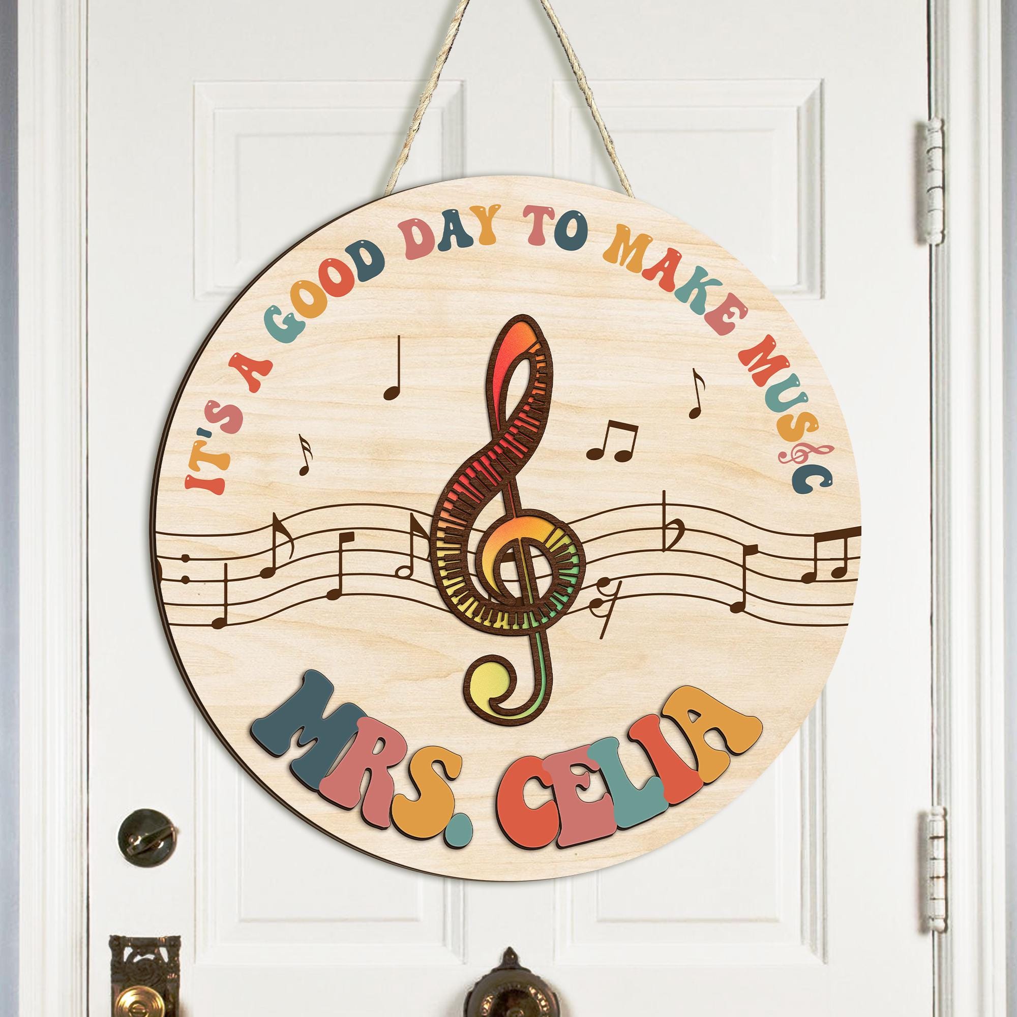 Personalized Music Teacher 3D Door Hanger, Teacher Name Sign Plate ...