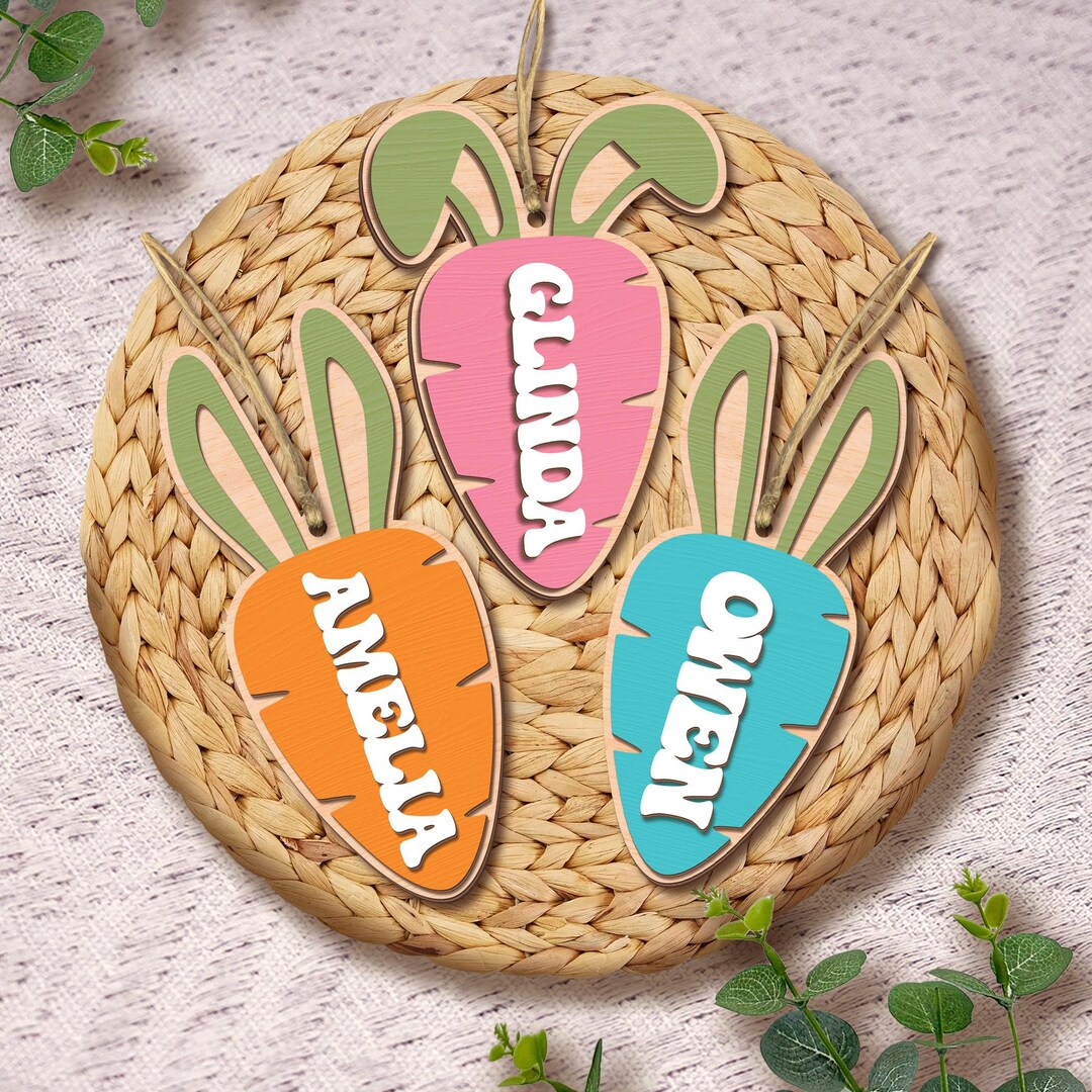 Custom Carrot Bunny Easter Tag, Custom Carrot With Bunny Ears Easter ...
