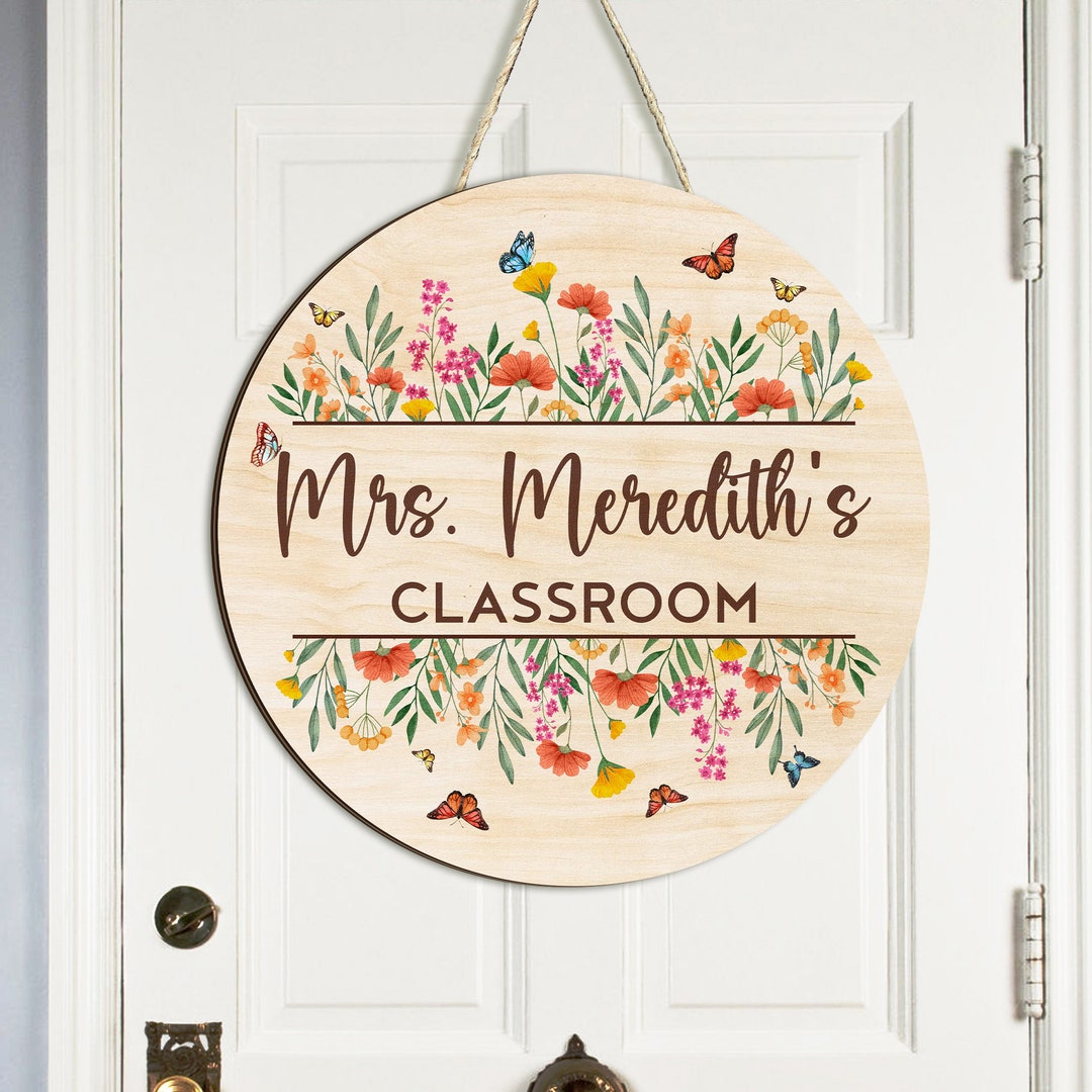 Custom Teacher Door Sign, Personalized Teacher Name Front Door Sign ...