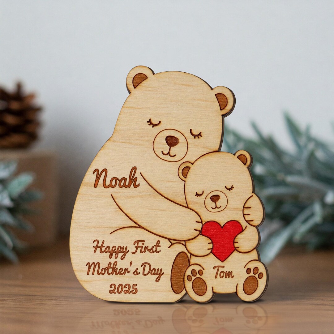 Personalized First Mother’s Day Bear Sign, Wooden Bear Family Puzzle ...