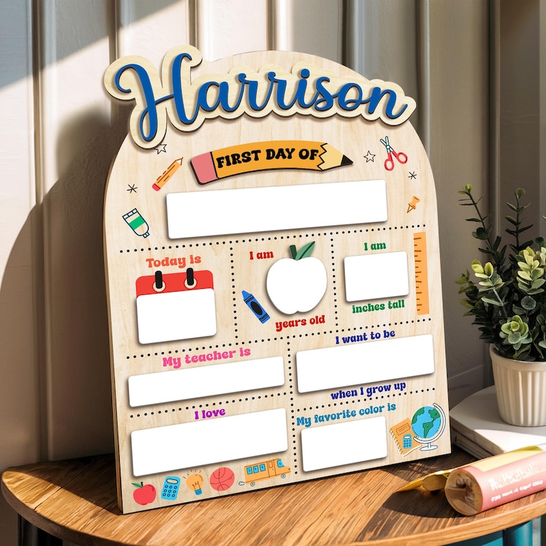 Personalized First Day of School Sign, 1st Day of School Sign, Dry ...