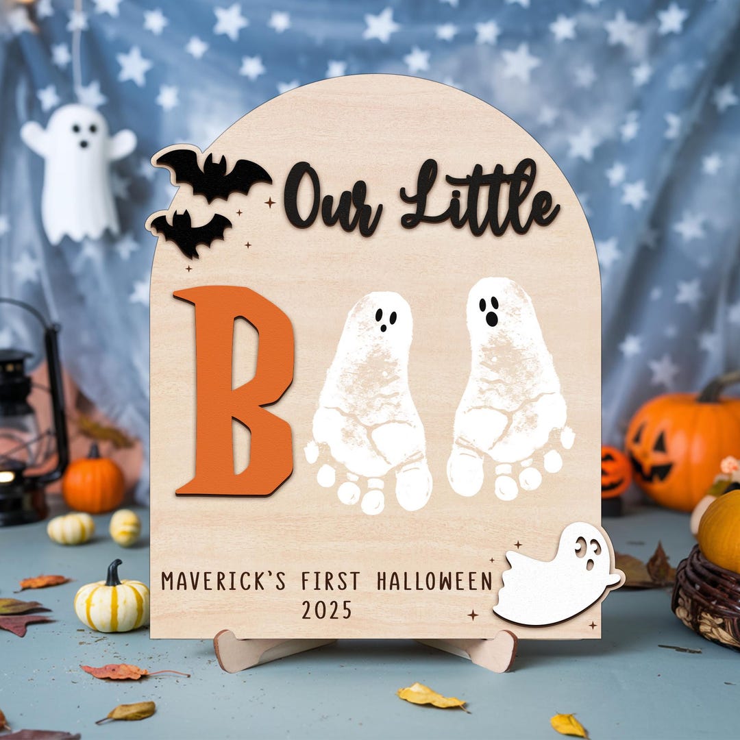 Baby’s First Halloween DIY Footprint Sign, Our Little Boo Halloween ...