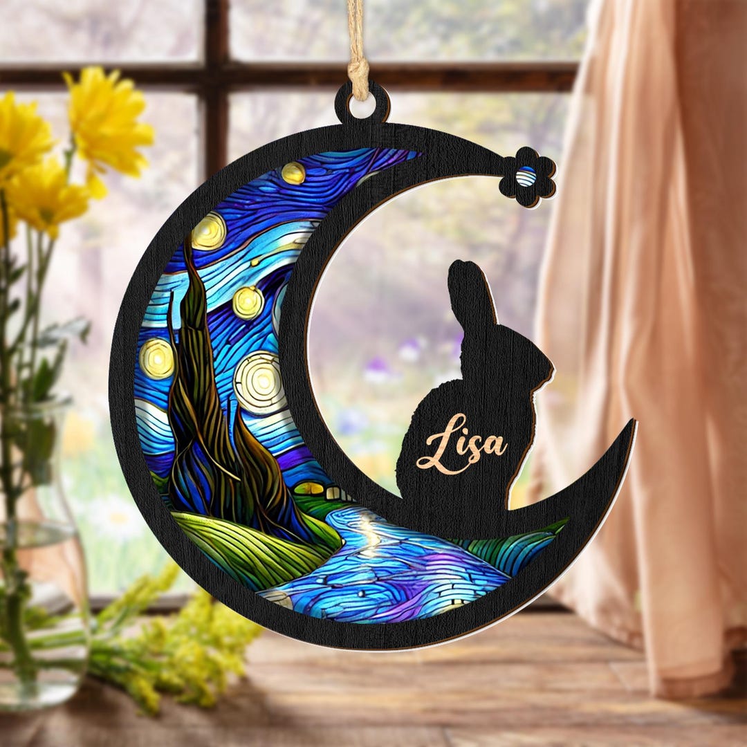 Custom Rabbit Sympathy Gift Windows Hanging, Rabbit Memorial Suncatcher ...