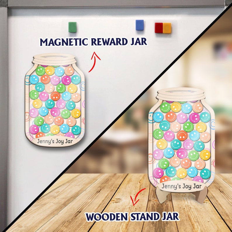 Personalized Teacher Name Rewards Jar, Smiling Star Tokens Reward Jar ...