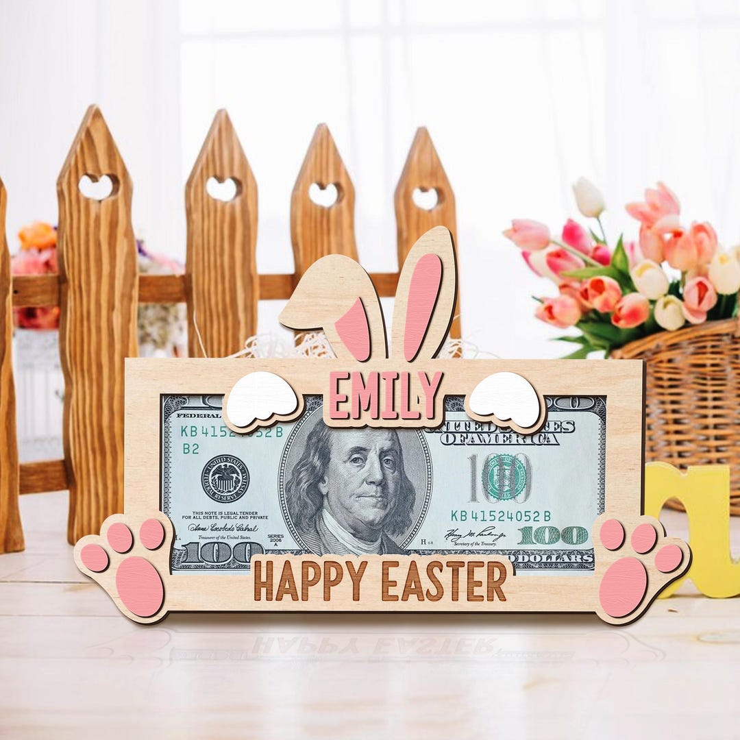 Personalized Easter Money Holder Bunny, Custom Easter Bunny Money ...