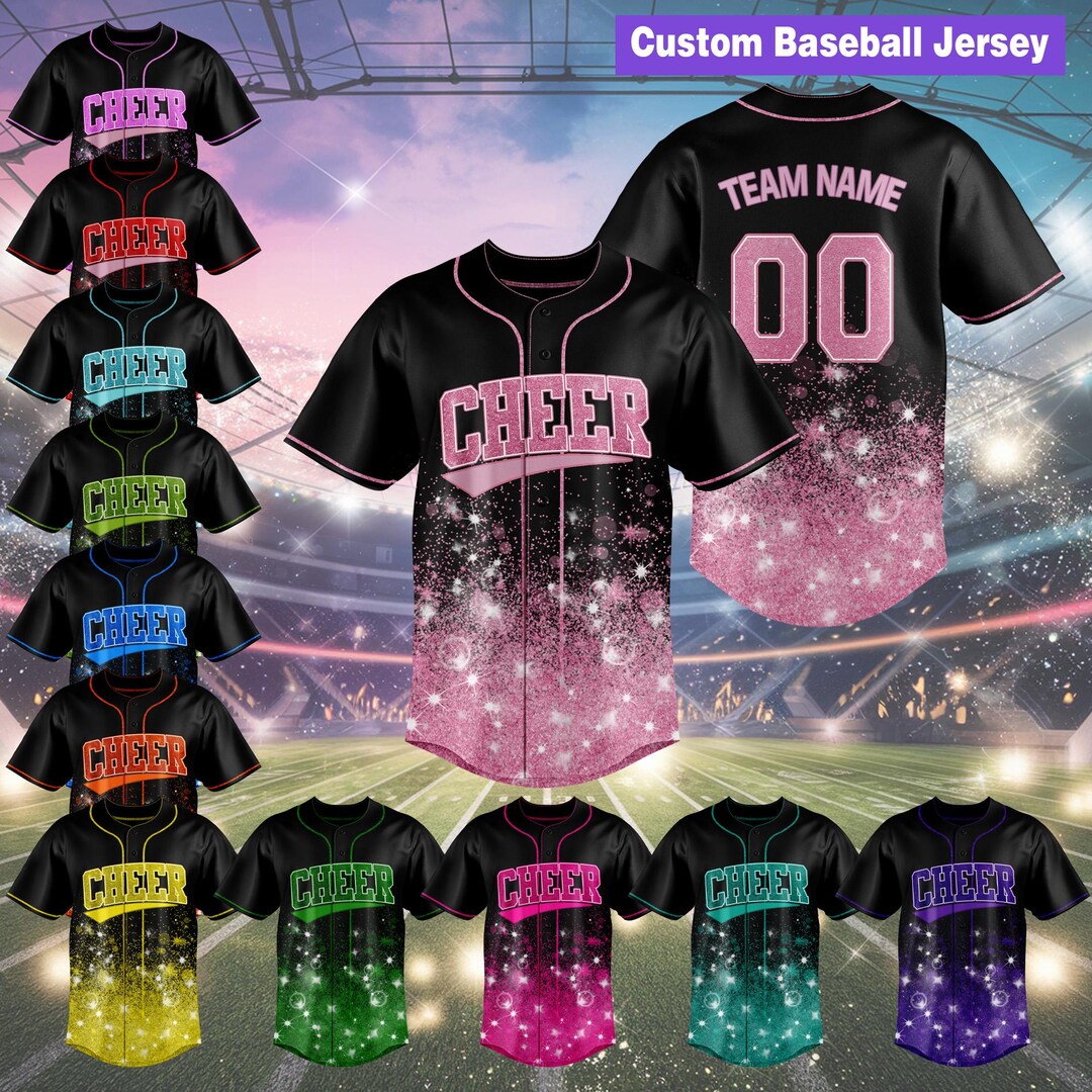 Custom Glitter Baseball Jersey With Team Name Number for Adult, Custom ...