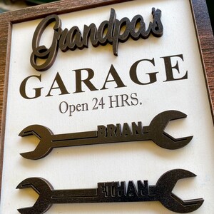 Personalized Grandpa's Garage With Kids Name Wooden Sign, Custom Garage ...