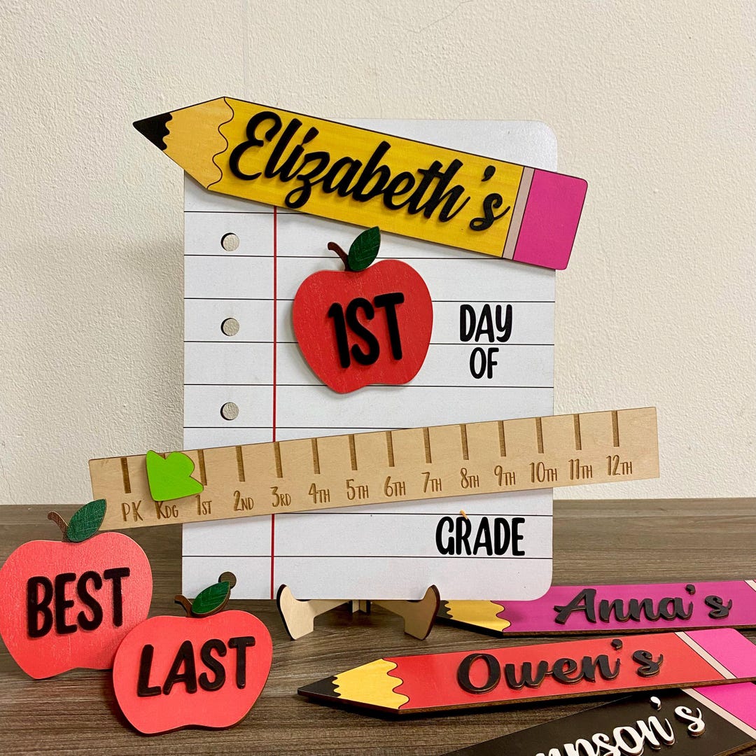 Interchangeable First Day of School Board, Pencil Back to School Sign ...