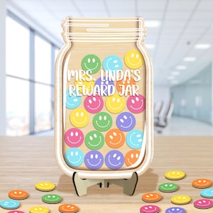 Personalized Smiley Face Reward Jar, Custom Gift for Teacher, Colorful ...