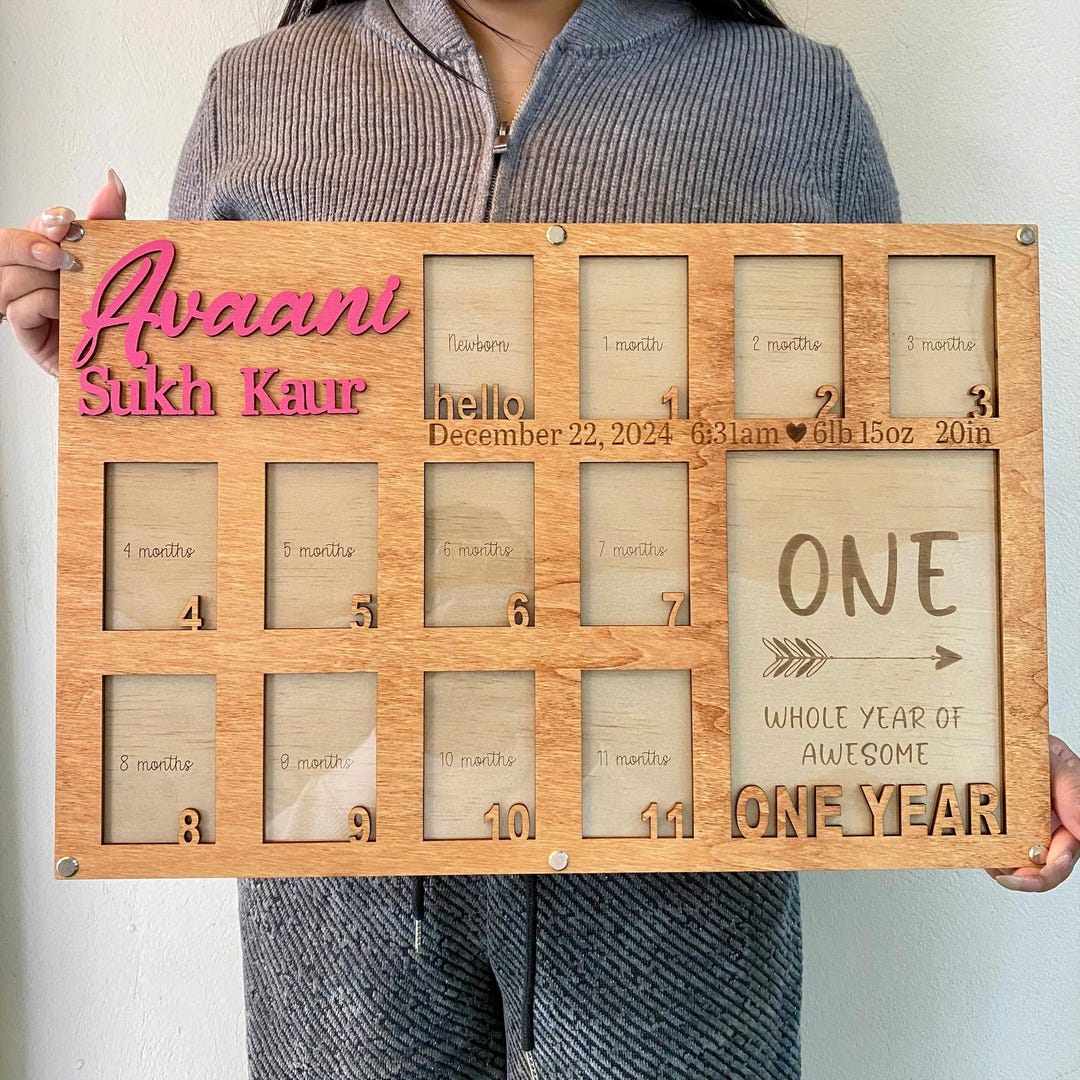 Personalized Baby First Year Picture Frame, Custom Baby Photo Frame ...