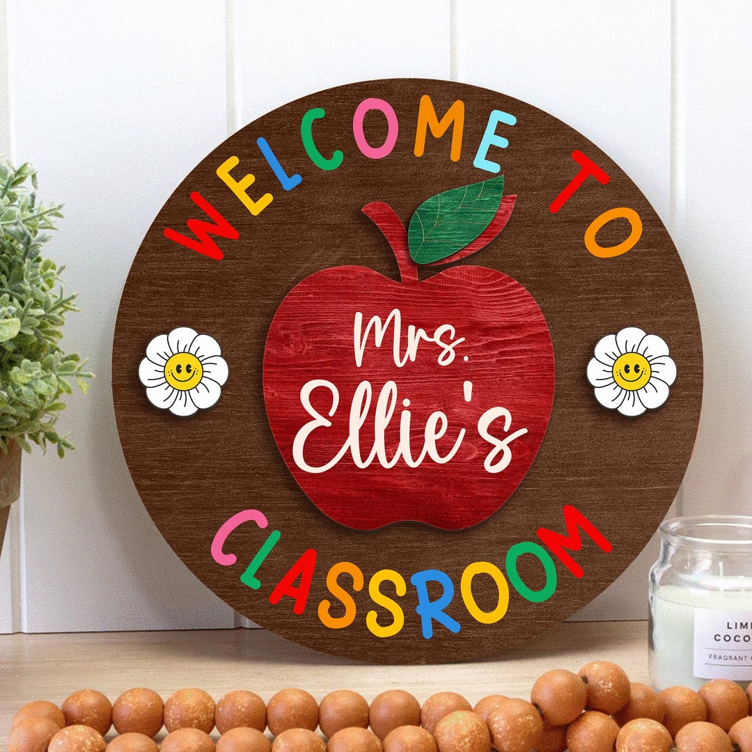 Personalized Teacher 3D Door Sign, Classroom Welcome Sign, Teacher Door ...