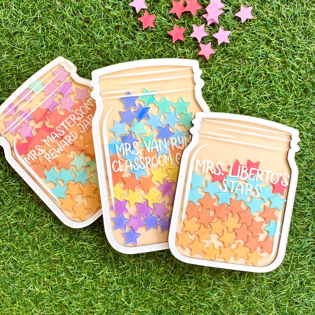 Custom Classroom Reward Jar for Teacher, Star Magnetic Reward Jar ...