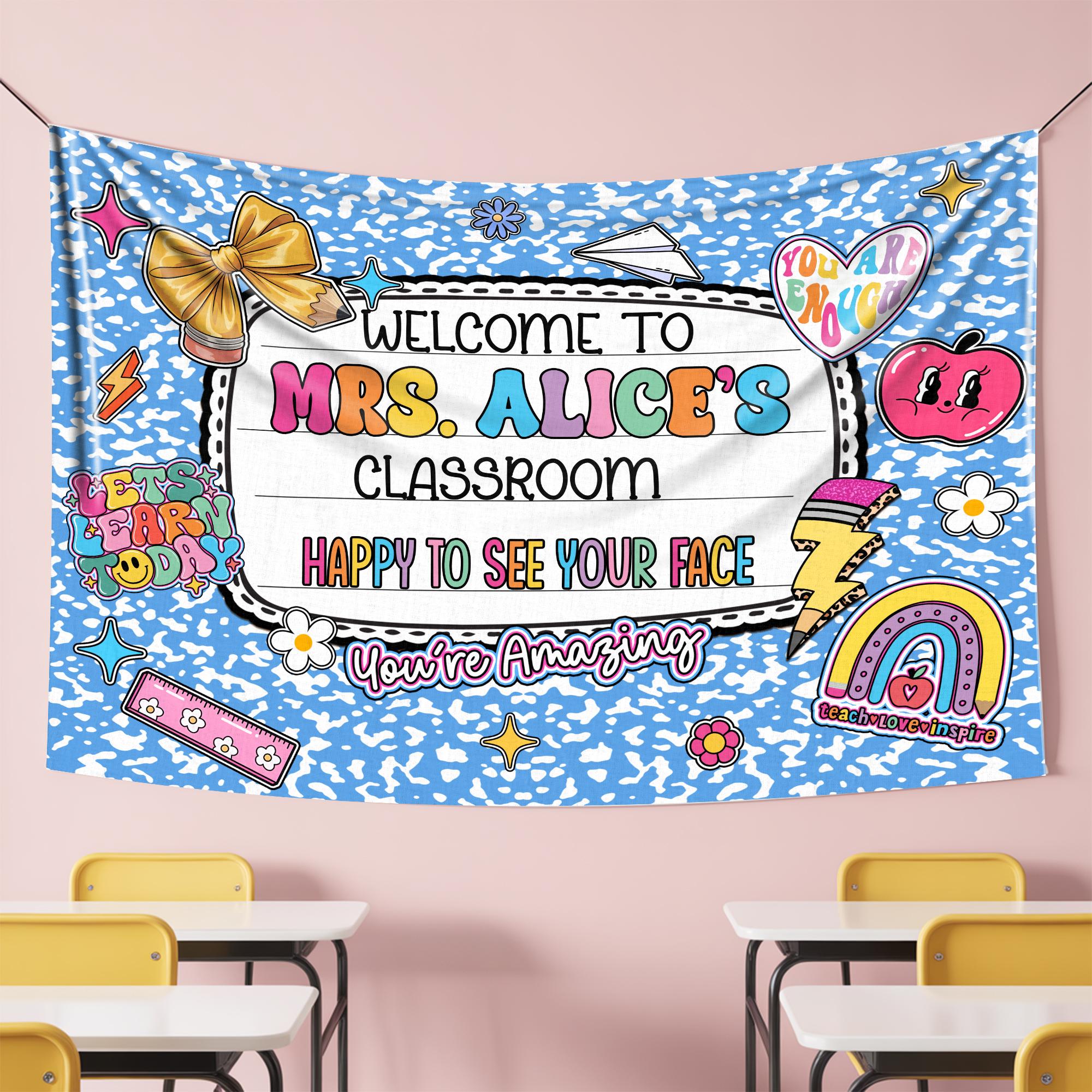 Custom Teacher Classroom Tapestry, Back to School Decor, Gift for ...