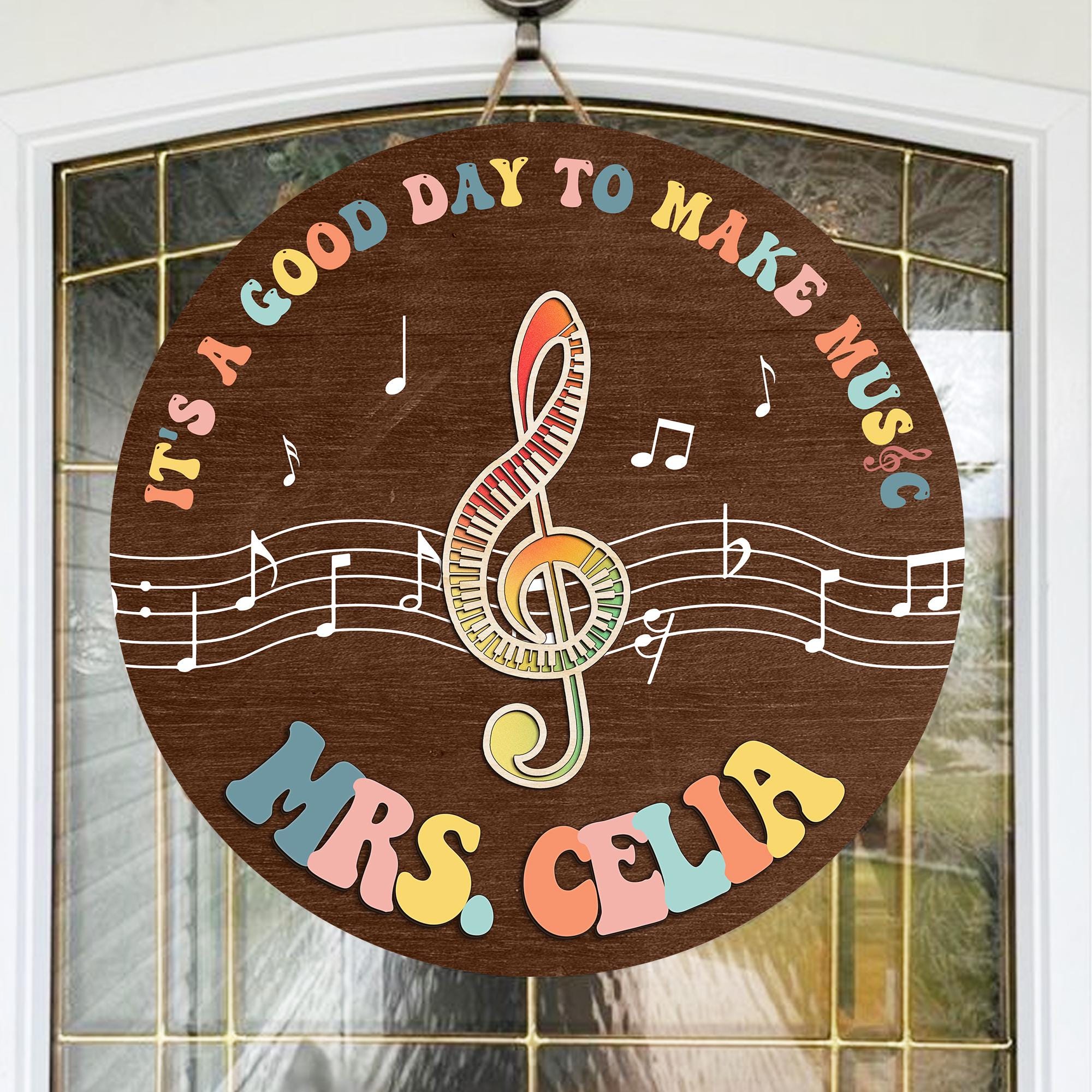 Personalized Music Teacher 3D Door Hanger, Teacher Name Sign Plate ...