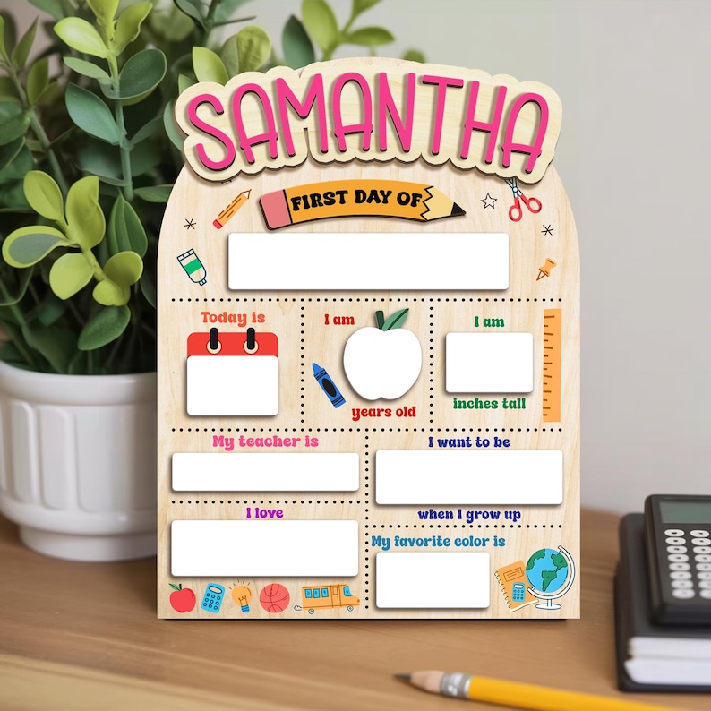 Personalized First Day of School Sign, 1st Day of School Sign, Dry ...