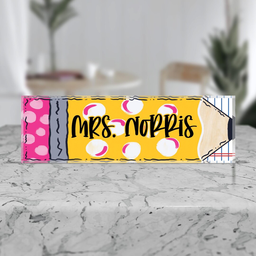 Custom Pencil Desk Name Plate, Name Plate for Desk Gift for Teacher ...