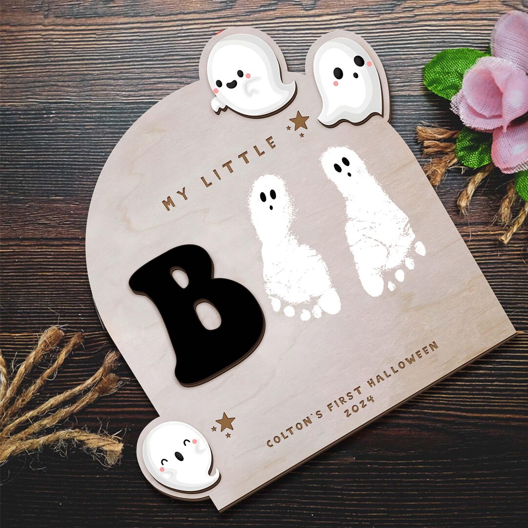 DIY Halloween Footprint or Handprint Art Sign, Baby Newborn Footprint ...