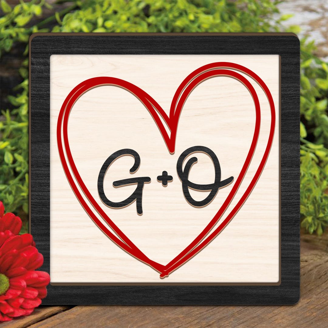 Custom Initials Heart Name Sign, Custom Valentines Heart With Initials ...