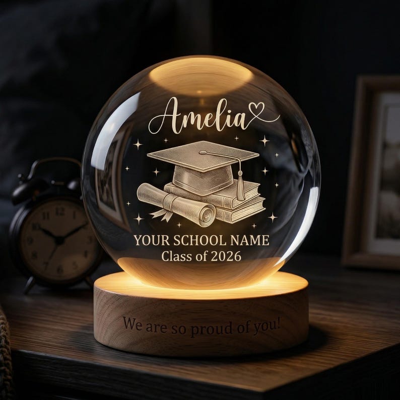 Personalized Class of 2026 Crystal Ball Night Light Graduation Gift ...