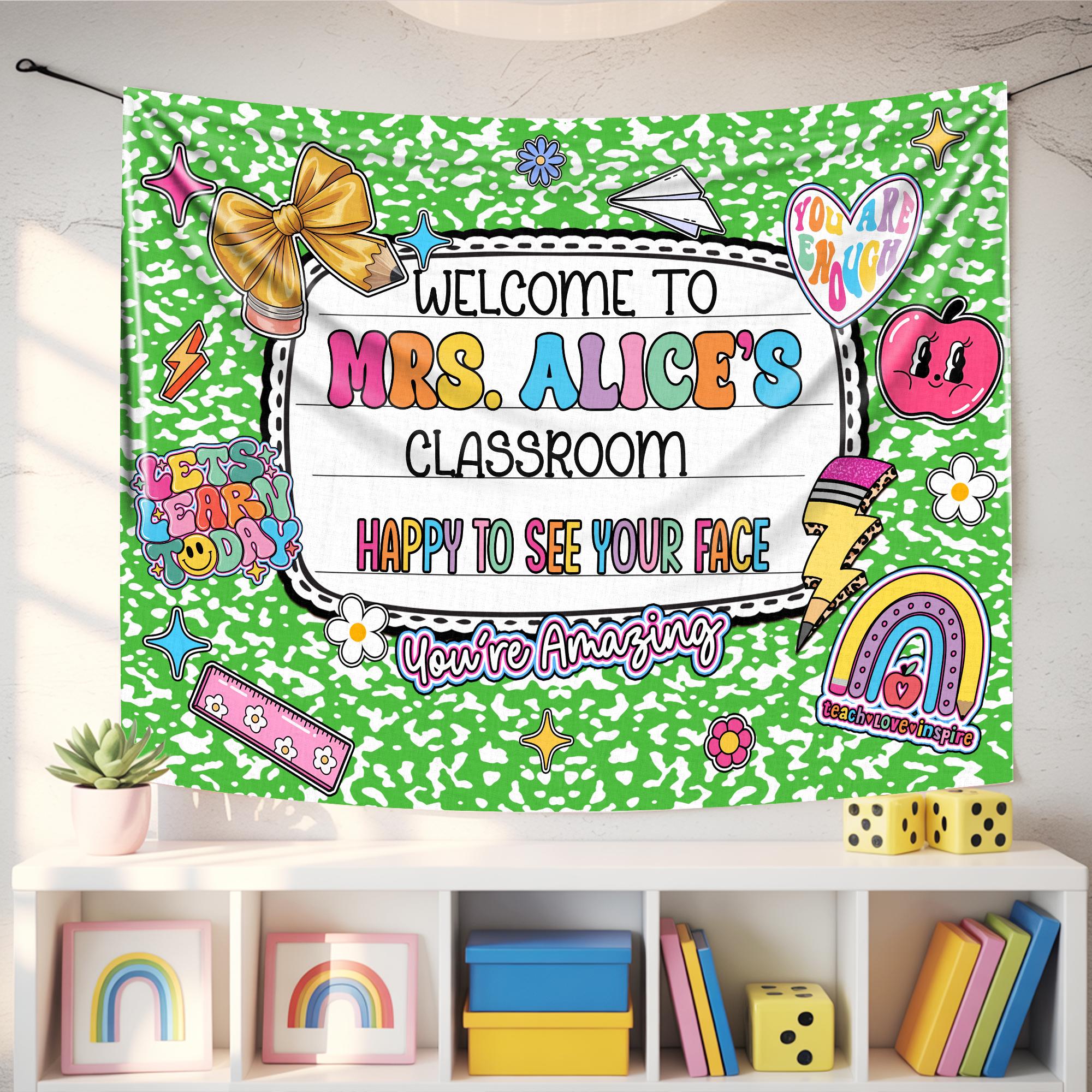 Custom Teacher Classroom Tapestry, Back to School Decor, Gift for ...