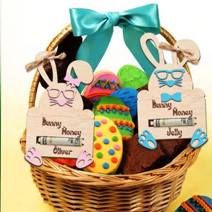 Personalized Easter Bunny Money Holder, Custom Easter Basket Money ...