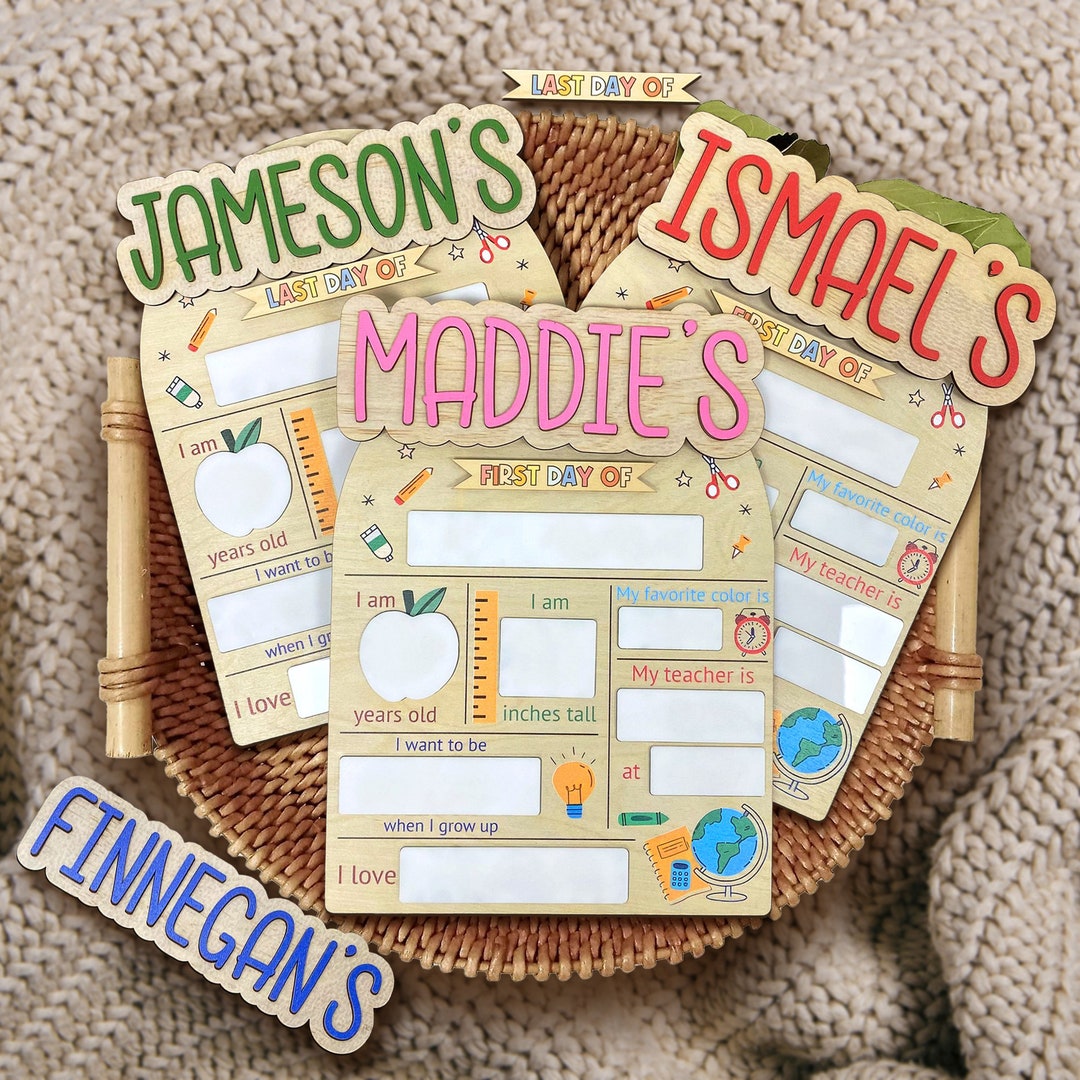 Custom Wooden School Board Gift for Students, First Day of School ...