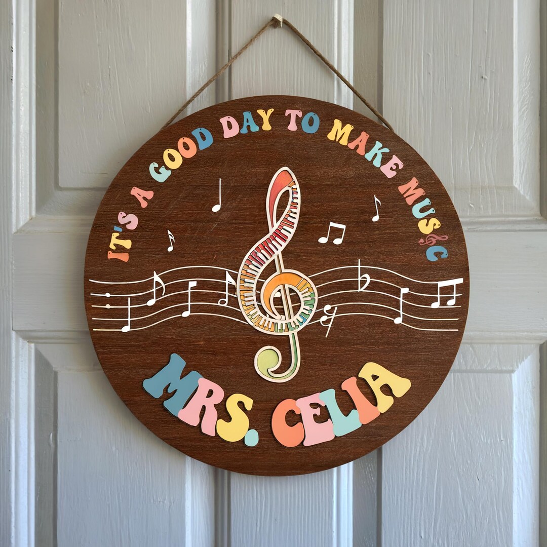 Personalized Music Teacher 3D Door Hanger, Teacher Name Sign Plate ...