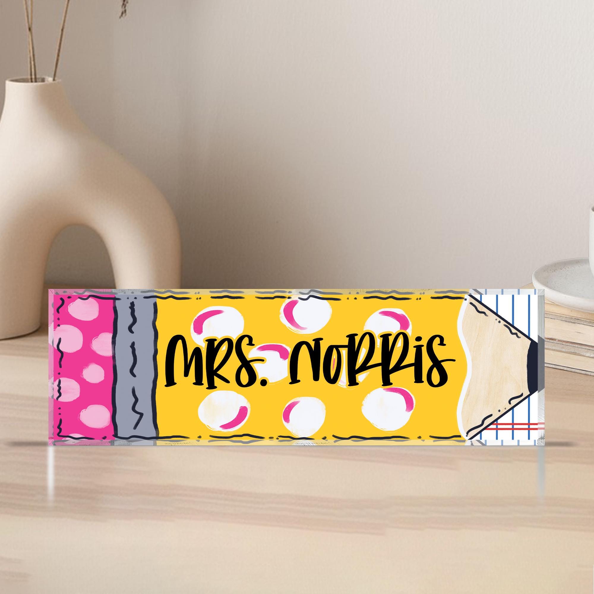 Custom Pencil Desk Name Plate, Name Plate for Desk Gift For Teacher ...