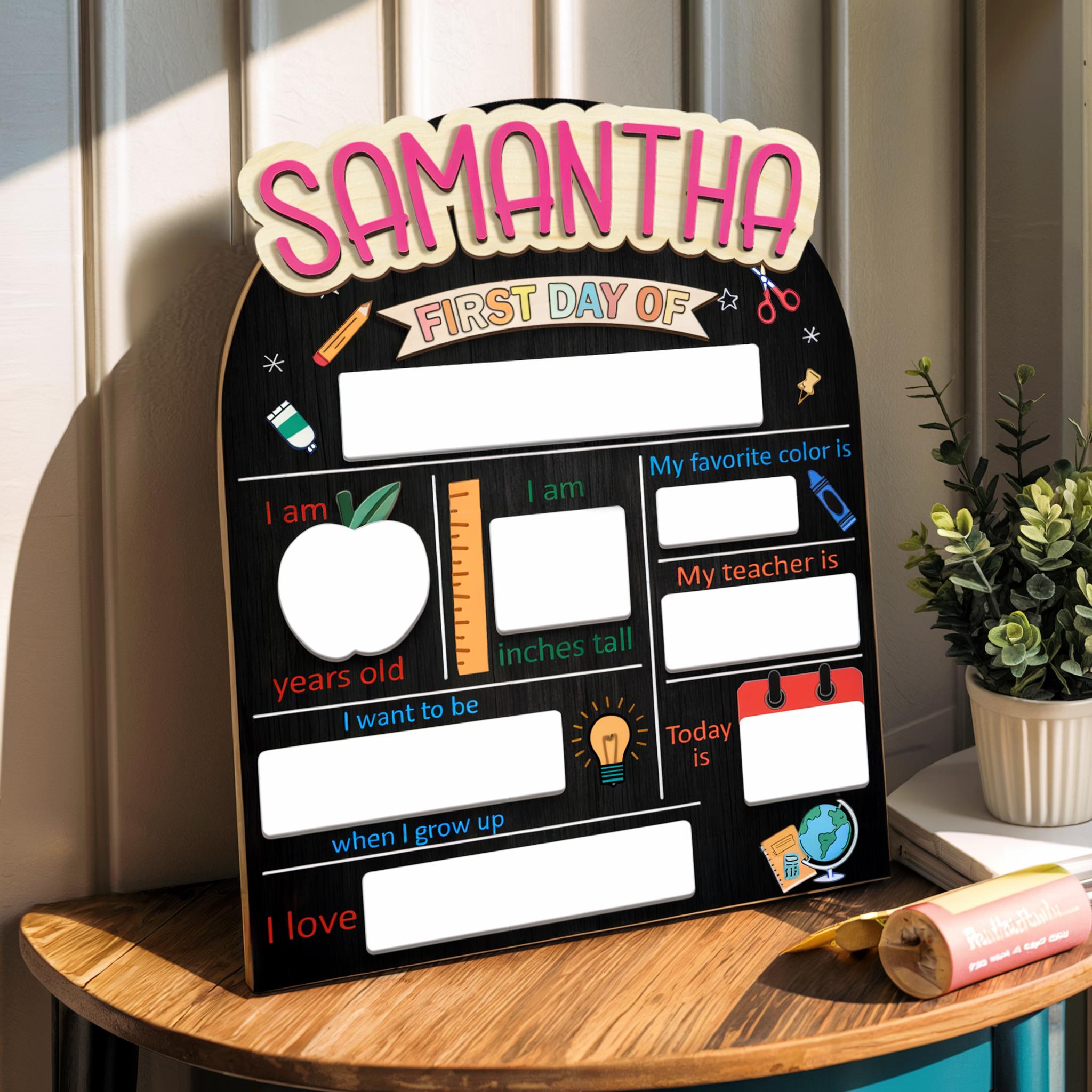 Custom Back To School Sign With Name, First Day Of School Sign, Custom ...