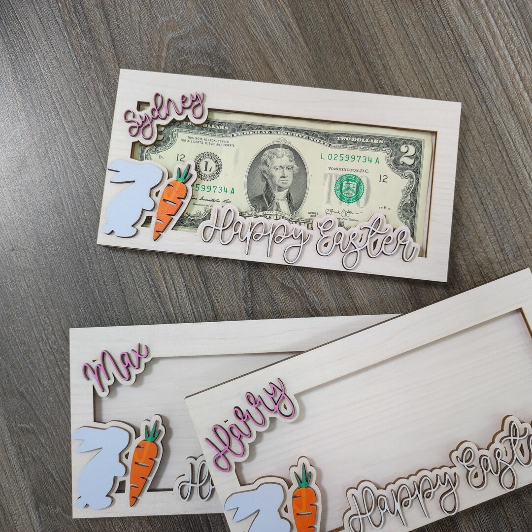Custom Easter Bunny Money Holder, Personalized Name Easter Bunny Money ...