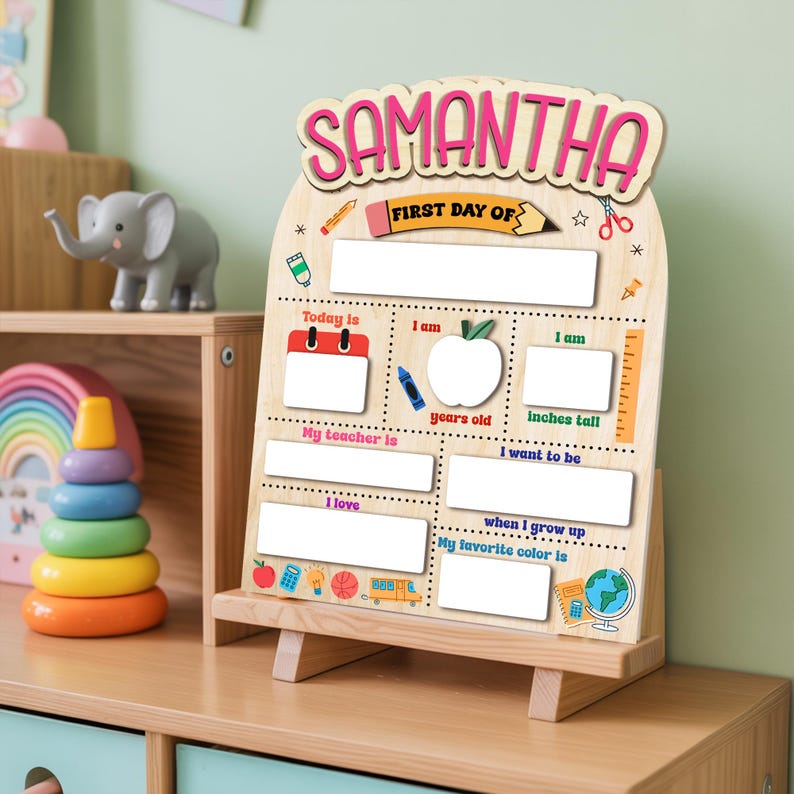 Personalized First Day of School Sign, 1st Day of School Sign, Dry ...